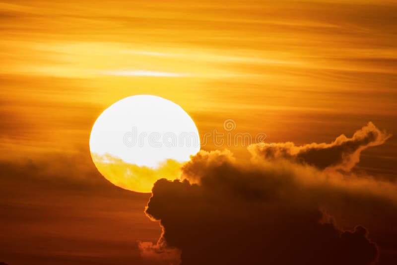 A Huge Sun Rising during Sunrise Stock Photo - Image of landscapes ...