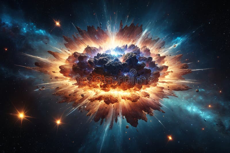Huge Supernova Explosion in Universe Stock Illustration - Illustration ...