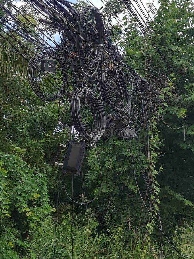 Huge Tangled Electrical Wires on Poles Stock Image - Image of huge ...