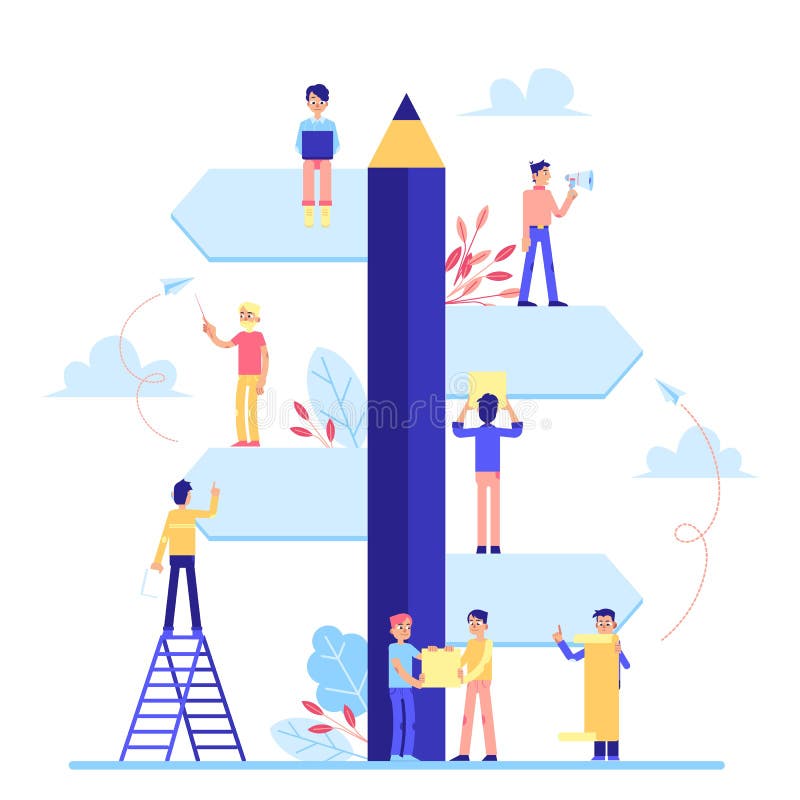 3D Small Team with a Leader Stock Illustration - Illustration of ...