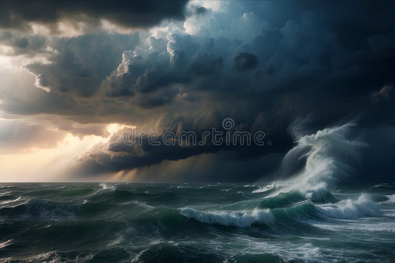 Storm Over the Sea. Nature Landscape Stock Illustration - Illustration ...