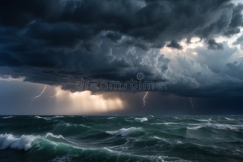 Storm Over the Sea. Nature Landscape Stock Illustration - Illustration ...