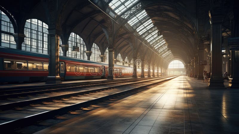 Huge Train Station with Many Platforms and Tracks Stock Photo - Image ...