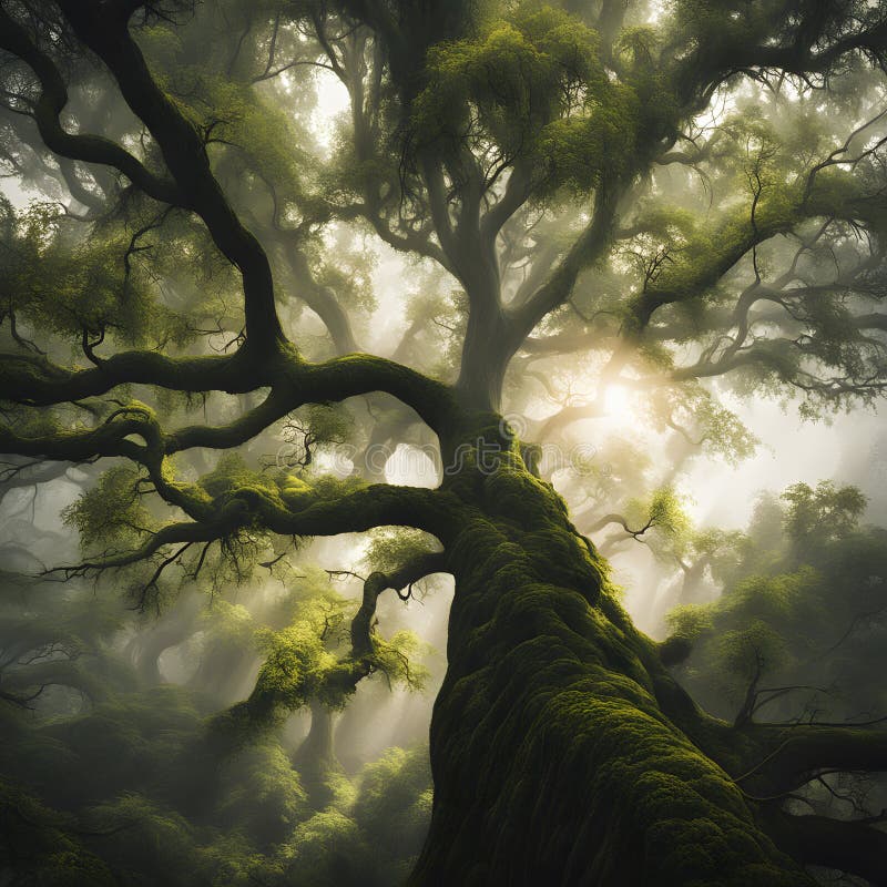 Huge Treetops with a Treetop Path, Ai-generatet Stock Illustration ...