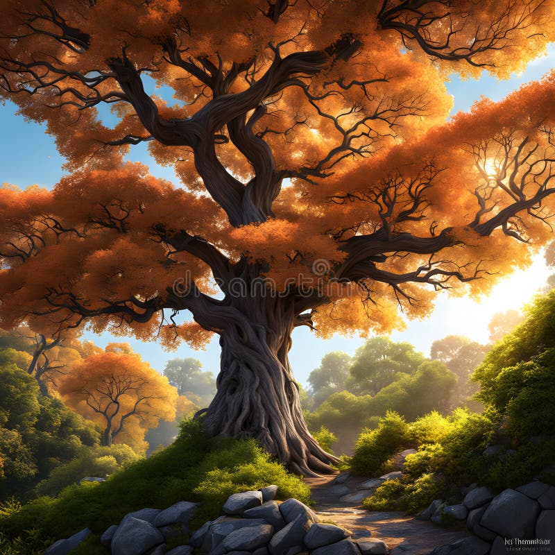 Huge Treetops with a Treetop Path, Ai-generatet Stock Illustration ...