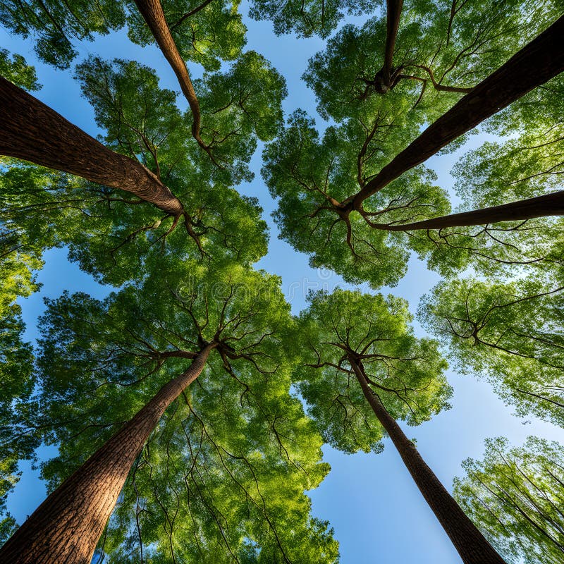Huge Treetops with a Treetop Path, Ai-generatet Stock Illustration ...