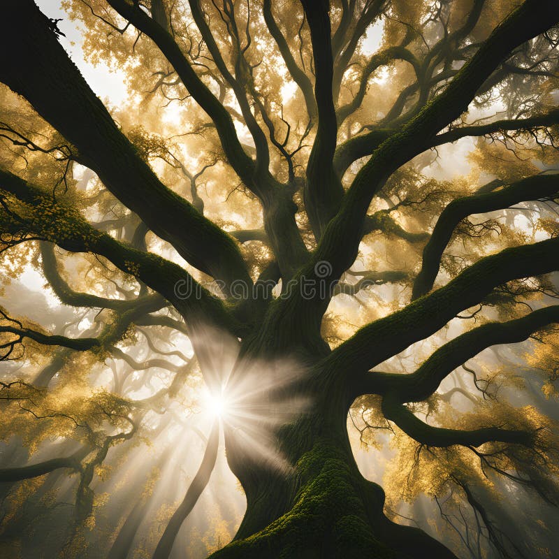 Huge Treetops with a Treetop Path, Ai-generatet Stock Illustration ...