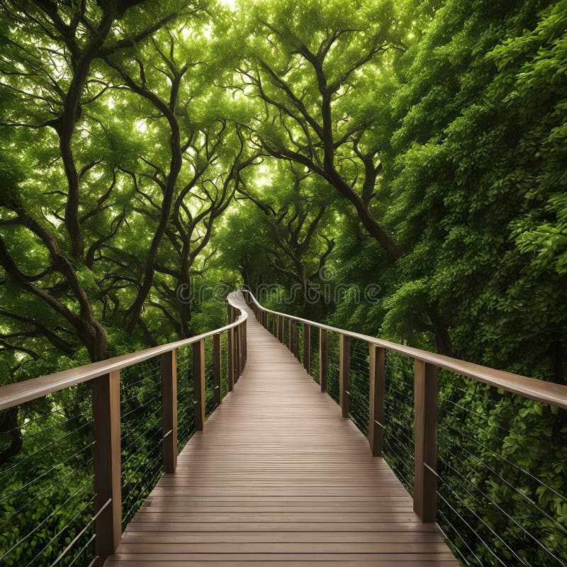 Huge Treetops with a Treetop Path, Ai-generatet Stock Illustration ...