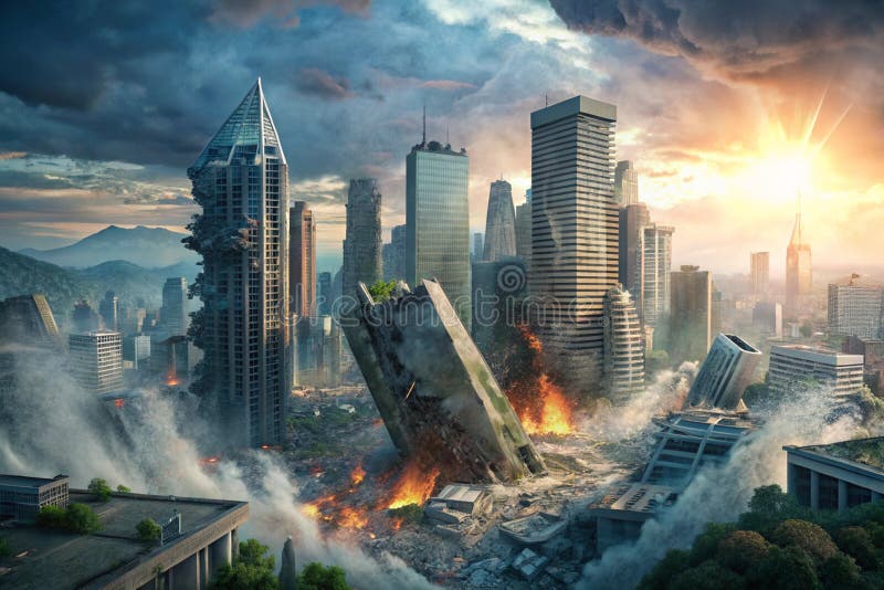 Huge Tsunami, Fire, Earthquake Destroy the Downtown of a Big Modern ...