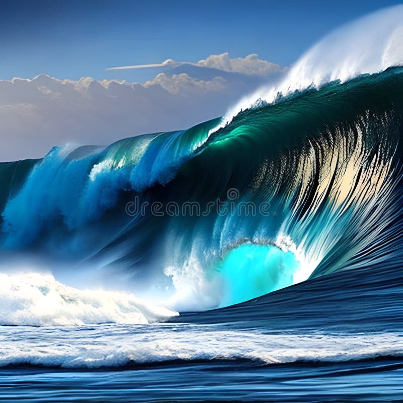 Huge tsunami waves stock illustration. Illustration of blue - 272362674