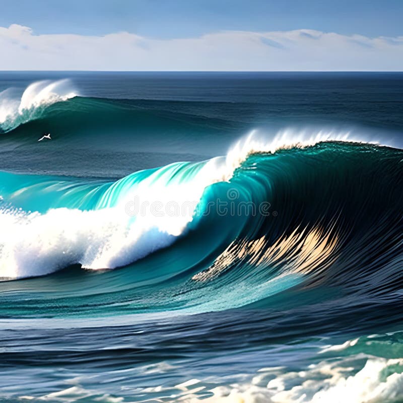 Huge tsunami waves stock illustration. Illustration of cloud - 272362684