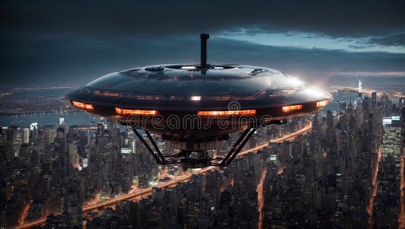 Huge UAP, UFO Hovering Over New York City, Created with Generative AI ...