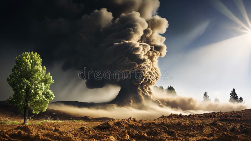 Huge Volcanic Eruption Exploding with Smoke and Ash Stock Video - Video ...