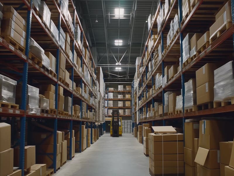 Huge warehouse with racks stock image. Image of distribution - 309046777