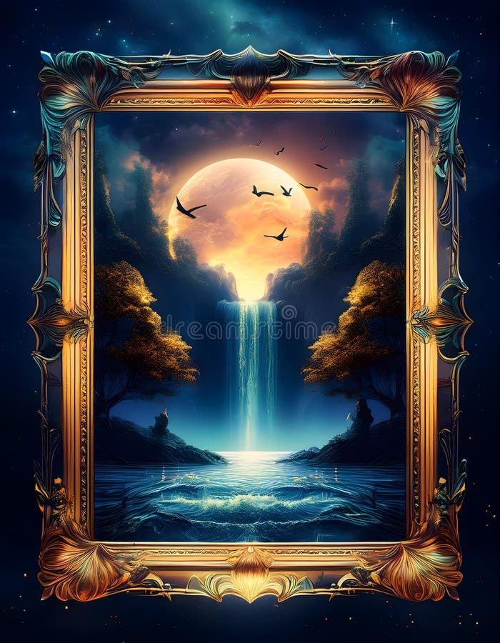 Huge Waterfall Flowing into a Raging River in the Middle of the Cloudy ...