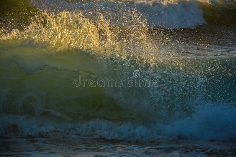 Sea Wave Backlit by Sunset, Generative Ai Stock Image - Image of motion ...