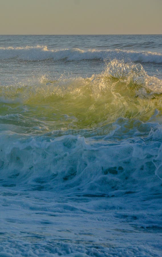 Sea Wave Backlit by Sunset, Generative Ai Stock Image - Image of motion ...
