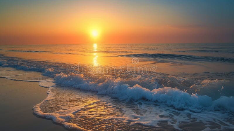 Huge Wave Breaking on a Beach at Sunset. Stock Photo - Image of ...