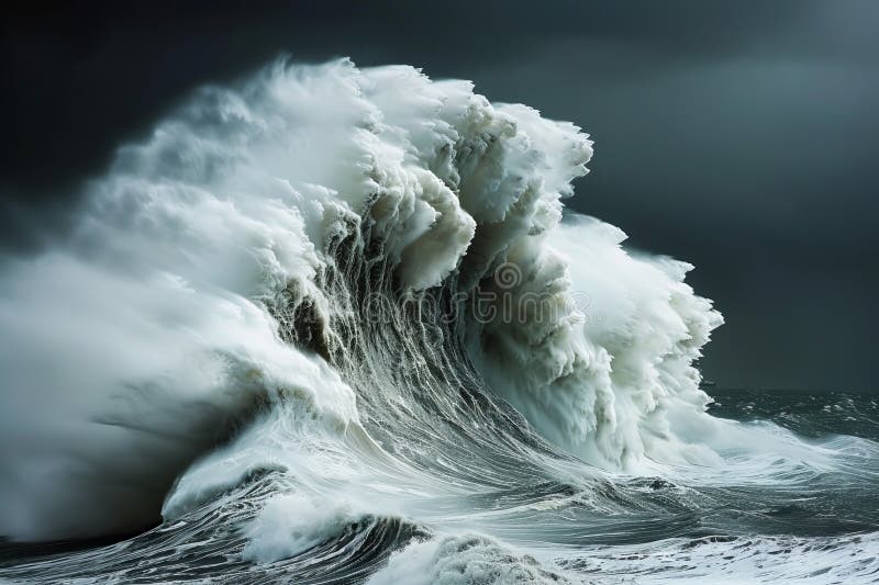 Huge wave during the storm stock illustration. Illustration of dramatic ...