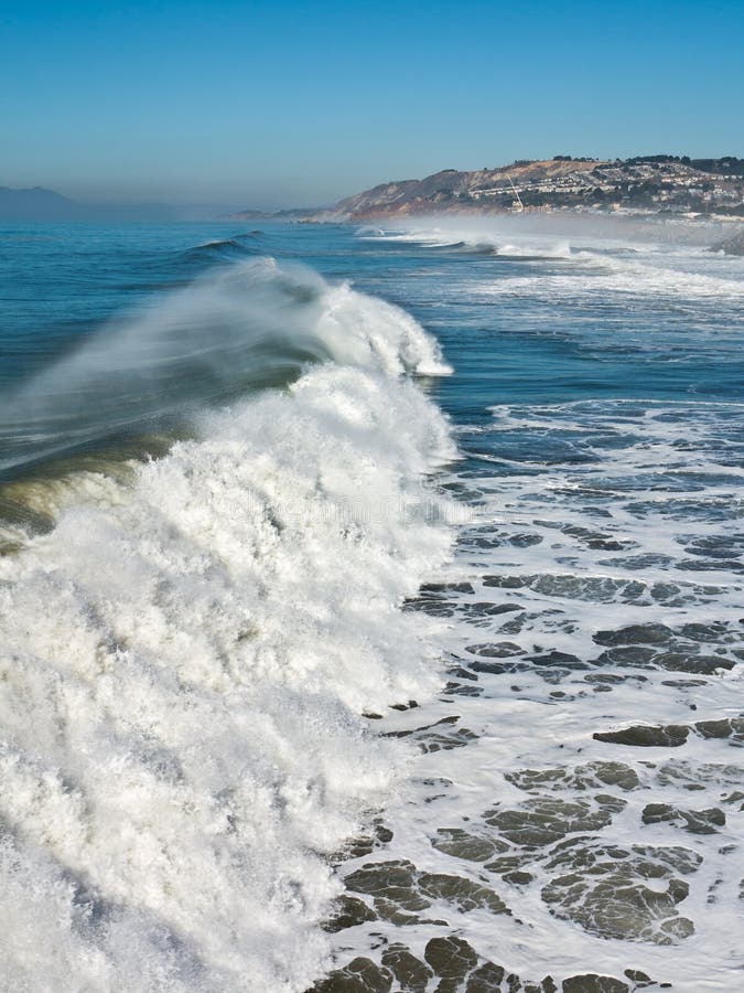 Huge Waves on the California Coast Stock Photo - Image of foam, board ...