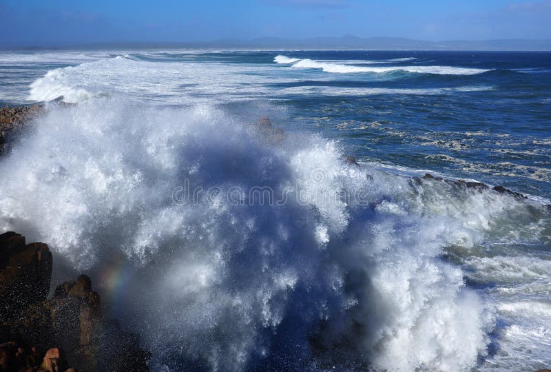 Huge Waves Crashing into Shoreline Stock Image - Image of enormous ...