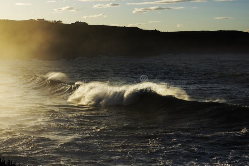 Huge Waves Hitting the Cliff and Exploding Stock Image - Image of coast ...