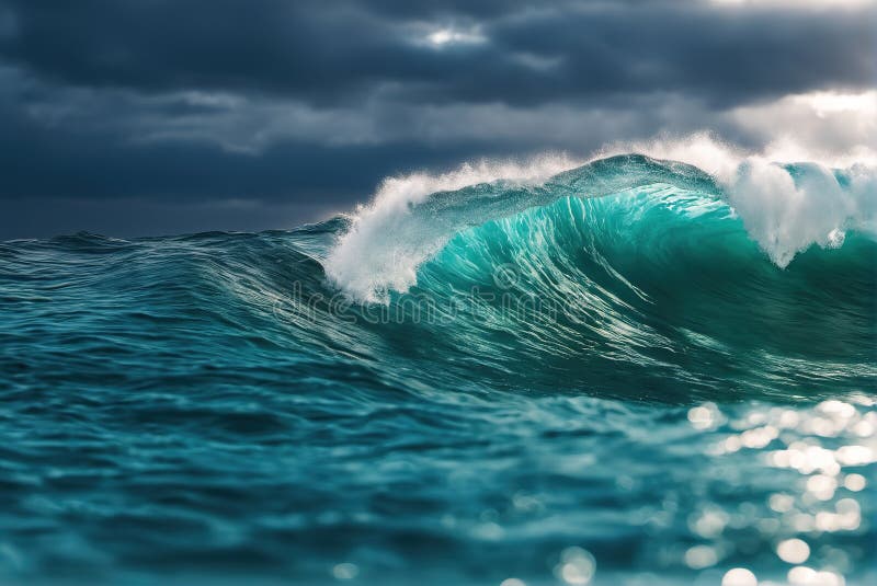 Huge Waves Rolling on Rough Seas Stock Illustration - Illustration of ...