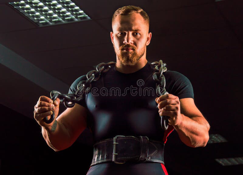 Huge Weightlifter with a Chain Around His Neck Stock Image - Image of ...