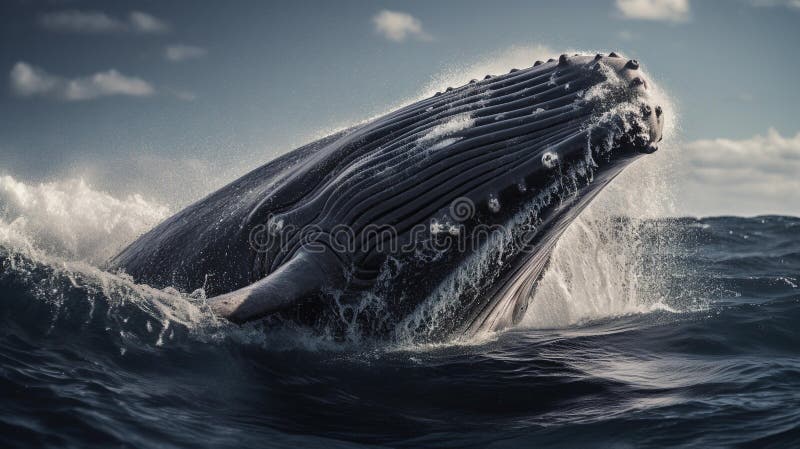 Huge Whale Splashing on the Ocean Generative Ai Stock Illustration ...