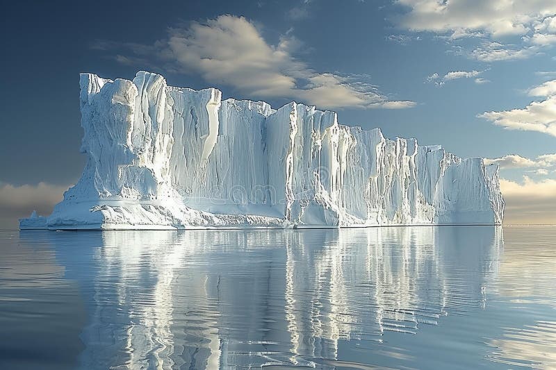 A Huge White Ice Wall Reflects in the Water of the Arctic Ocean Stock ...