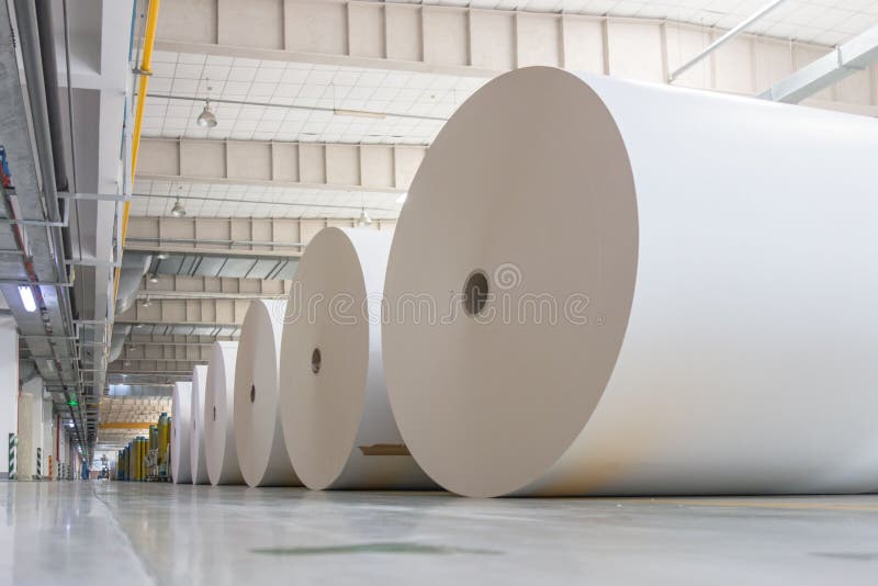 Huge White Paper Rolls in the Factory Stock Photo - Image of paper ...