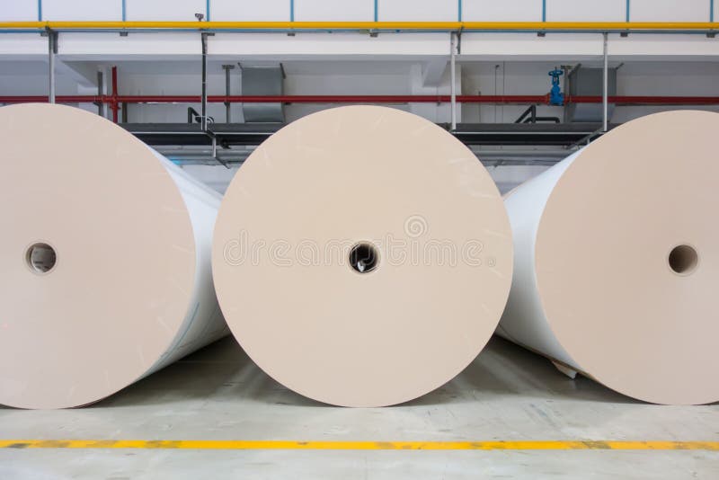 Huge White Paper Rolls in the Factory Stock Image - Image of work, roll ...
