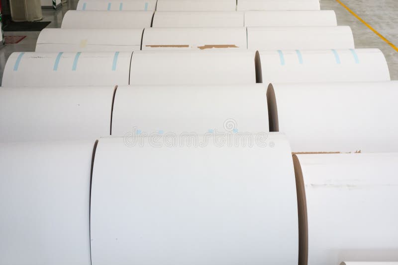 Huge White Paper Rolls in the Factory Stock Photo - Image of design ...