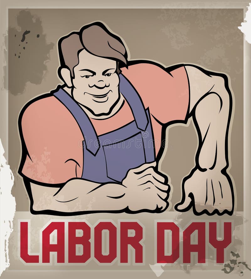Huge Workman Poster with Labor Day Typography Stock Illustration ...