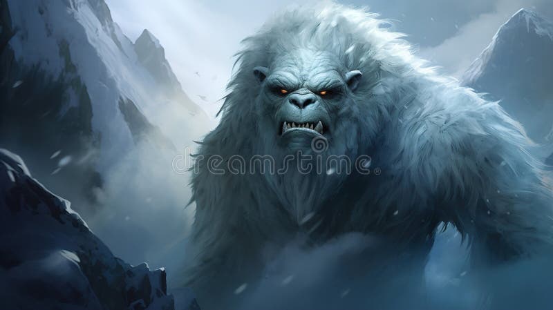 Huge Yeti on the Background of a Winter Landscape. Stock Illustration ...