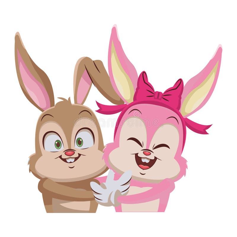 Hugged rabbits cartoon stock vector. Illustration of adorable - 145314093