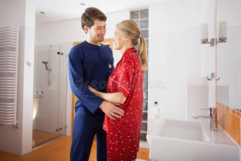Hugging in bathroom stock photo. Image of boyfriend, blonde - 39707924