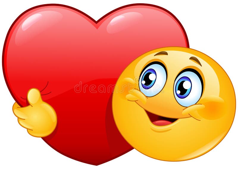 Hugging big heart emoticon stock vector. Illustration of clipart ...
