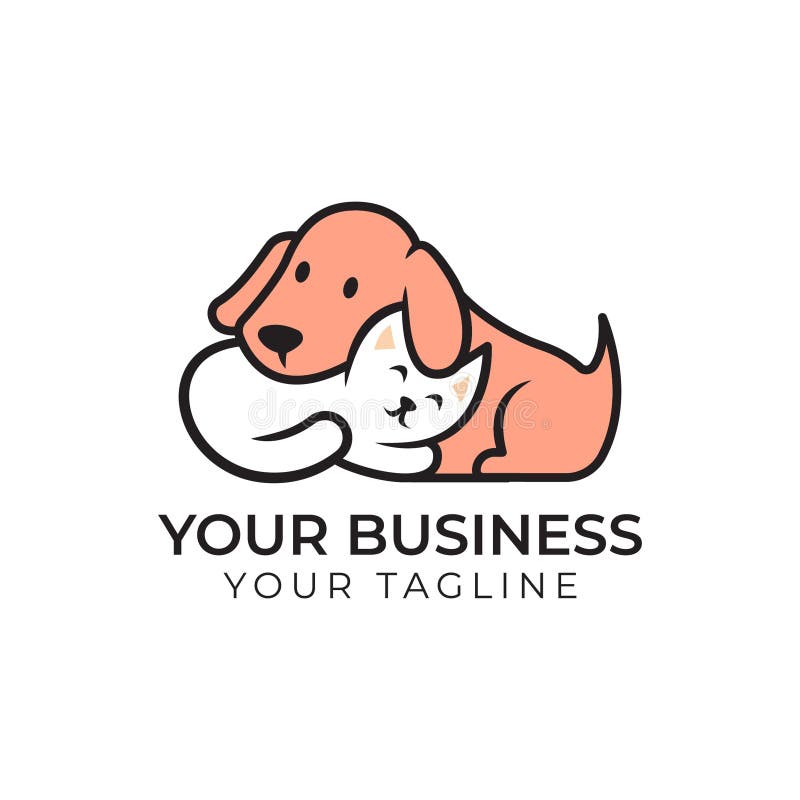 Hugging Cat and Dog Logo Template Stock Illustration - Illustration of ...
