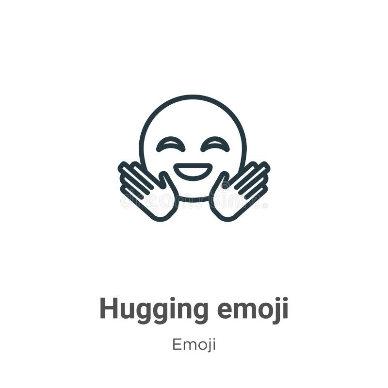 Hugging Emoji Outline Vector Icon. Thin Line Black Hugging Emoji Icon ...