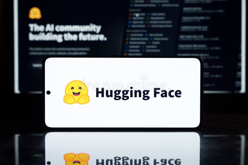 Hugging Face AI Logo with a Smiling Face Icon on a Smartphone Screen ...