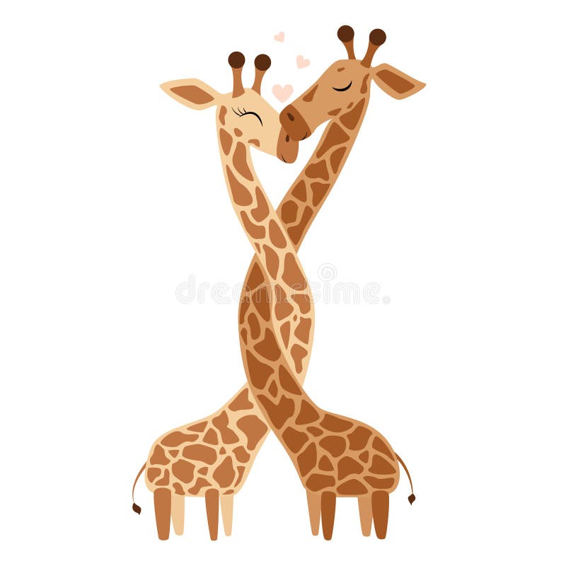 Hugging Giraffe Postcard Vector Illustration Stock Illustration ...
