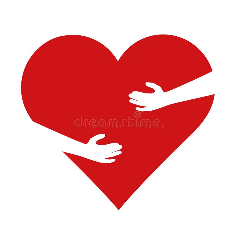 Hugging Heart Symbol. Hug Yourself Flat Vector Illustration. Stock ...