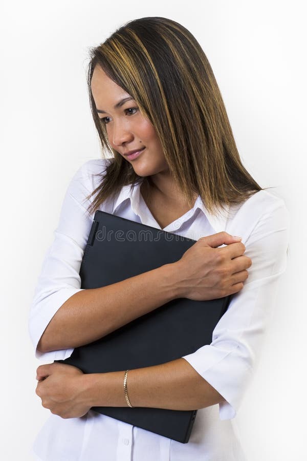 Hugging laptop computer 2 stock photo. Image of lady, alone - 559596
