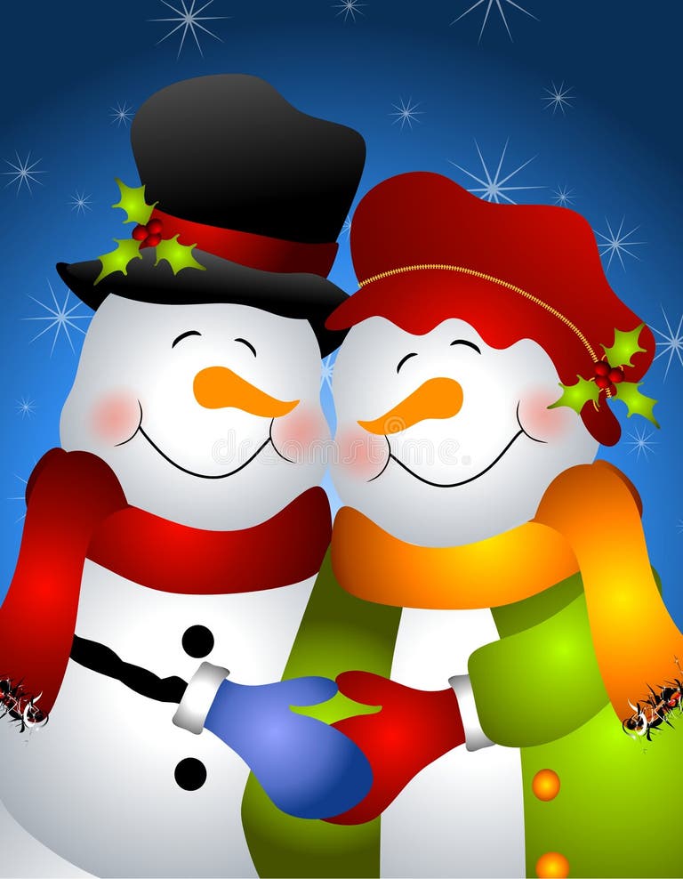 Snowman Couple Clipart Stock Illustrations – 82 Snowman Couple Clipart ...