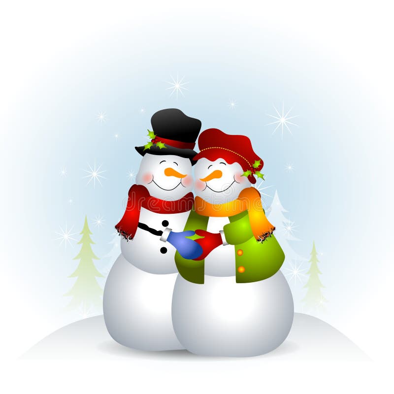 Hugging Snowman Couple stock illustration. Illustration of clipart ...