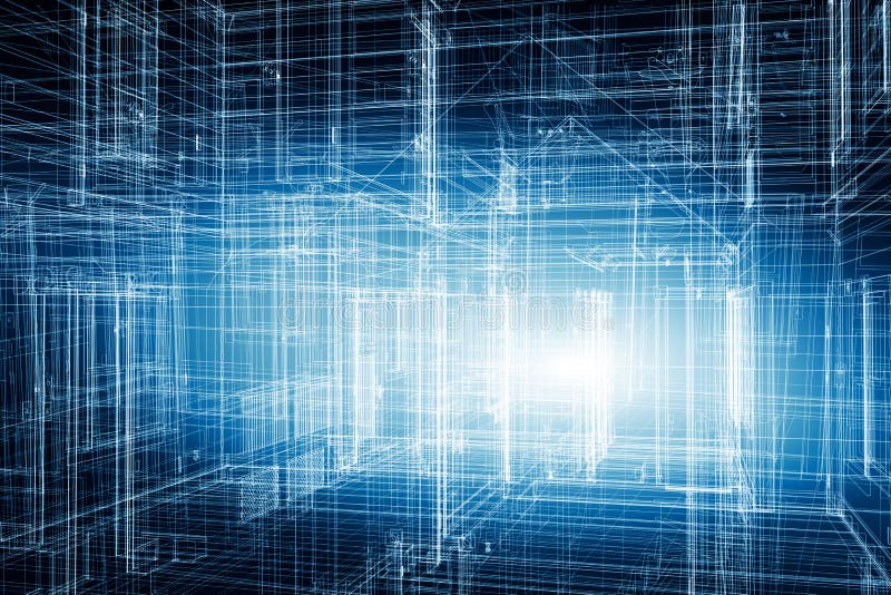 Huis 3d Project, Ontwerp in Blauwdruk Wireframe Structuur Stock ...