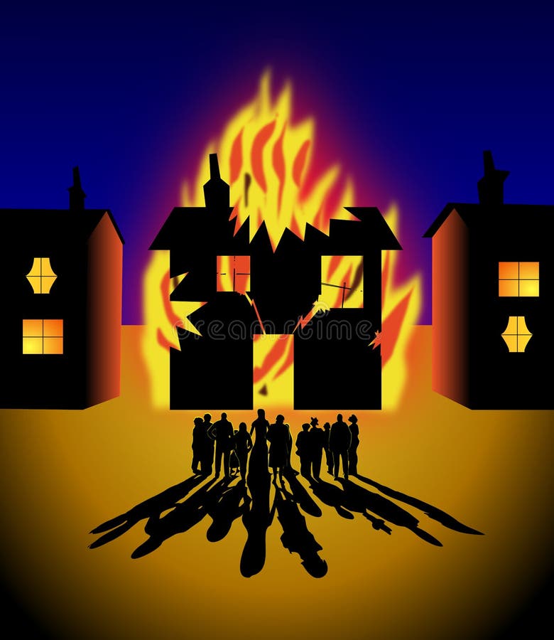 Huis op brand stock illustratie. Illustration of brandstichting - 16282909