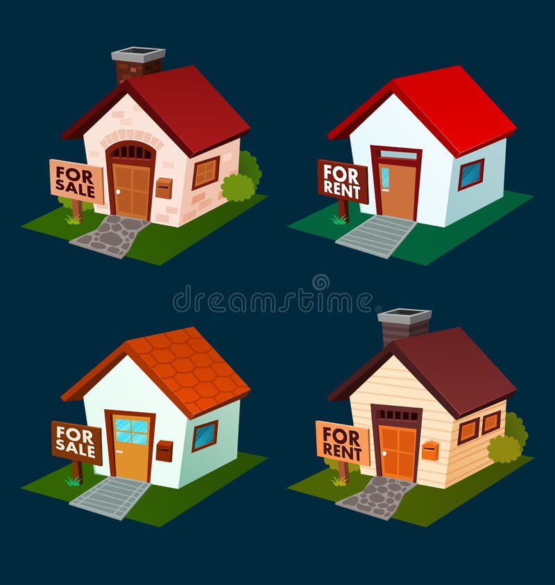 Huis voor verkoop en huur vector illustratie. Illustration of pictogram ...