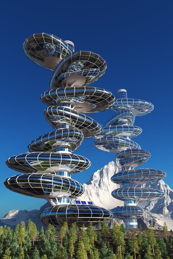 Huizen van de toekomst stock illustratie. Illustration of wolkenkrabber ...